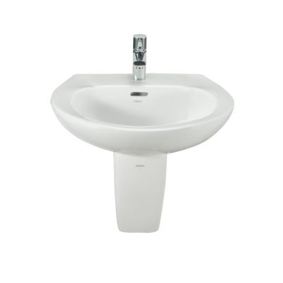 Cera Concord Wall Hung Wash Basin With Half Pedestal Snow-White ...